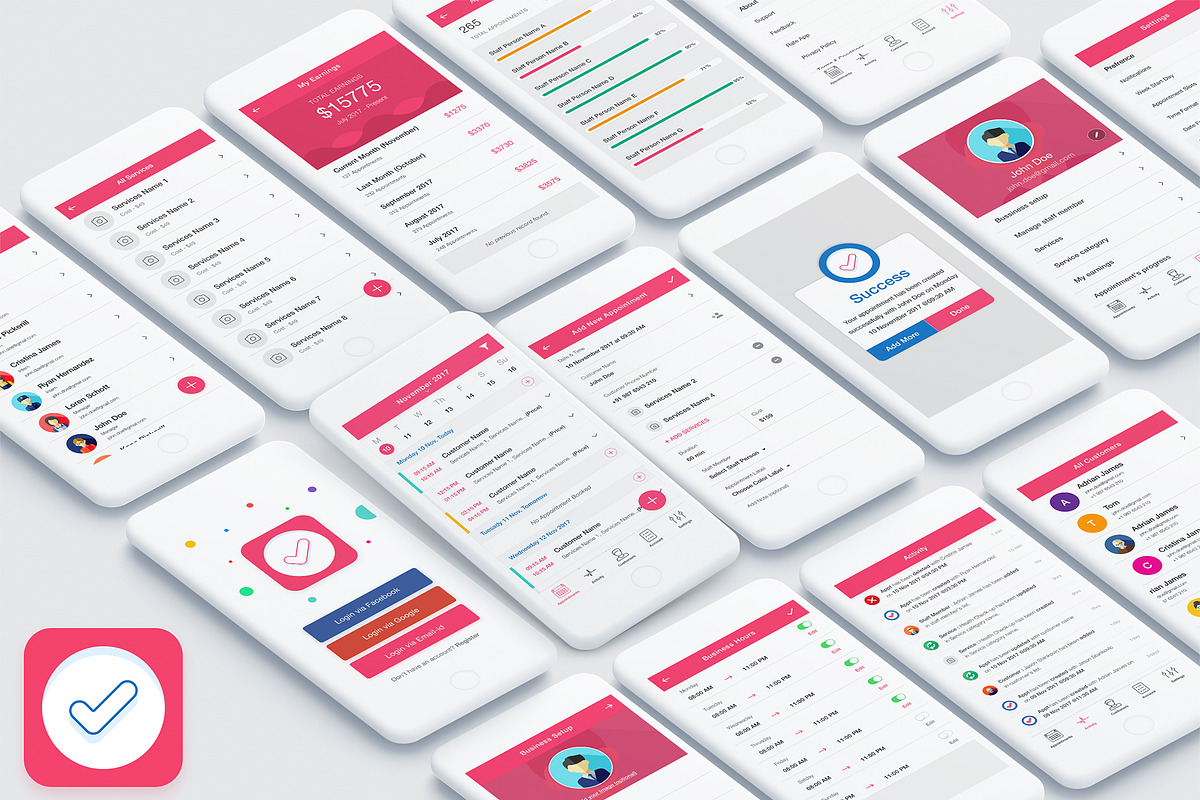 Appointment Manager App Design, an UI Kit Template by App Innovation
