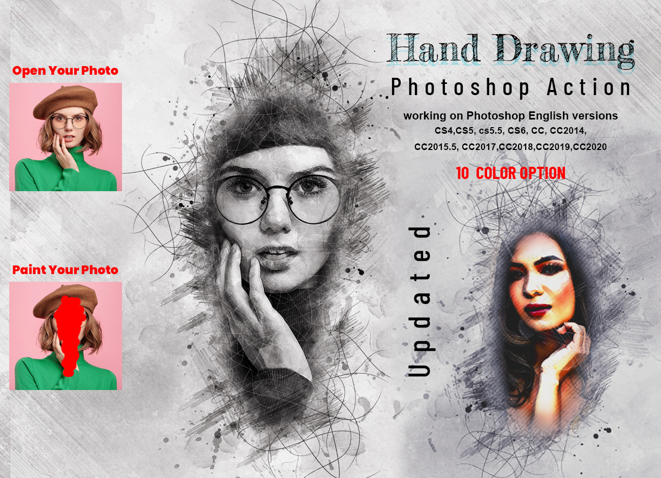 Hand Drawing Photoshop Action, an Action Add-On by Studio Retouch