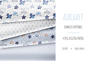 Airplane Digital Paper Planet Patter, a Pattern Graphic by uea-design