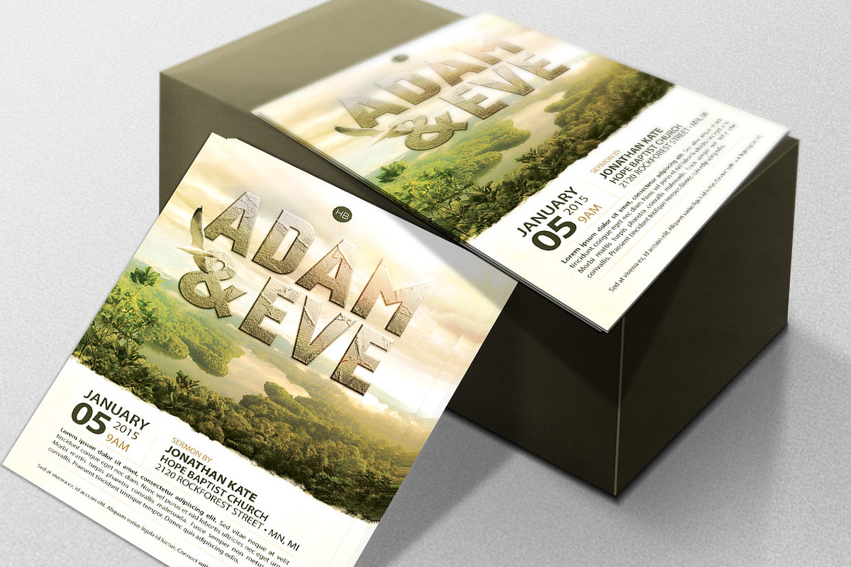 Adam and Eve Flyer Template, a Flyer Template by Godserv Designs