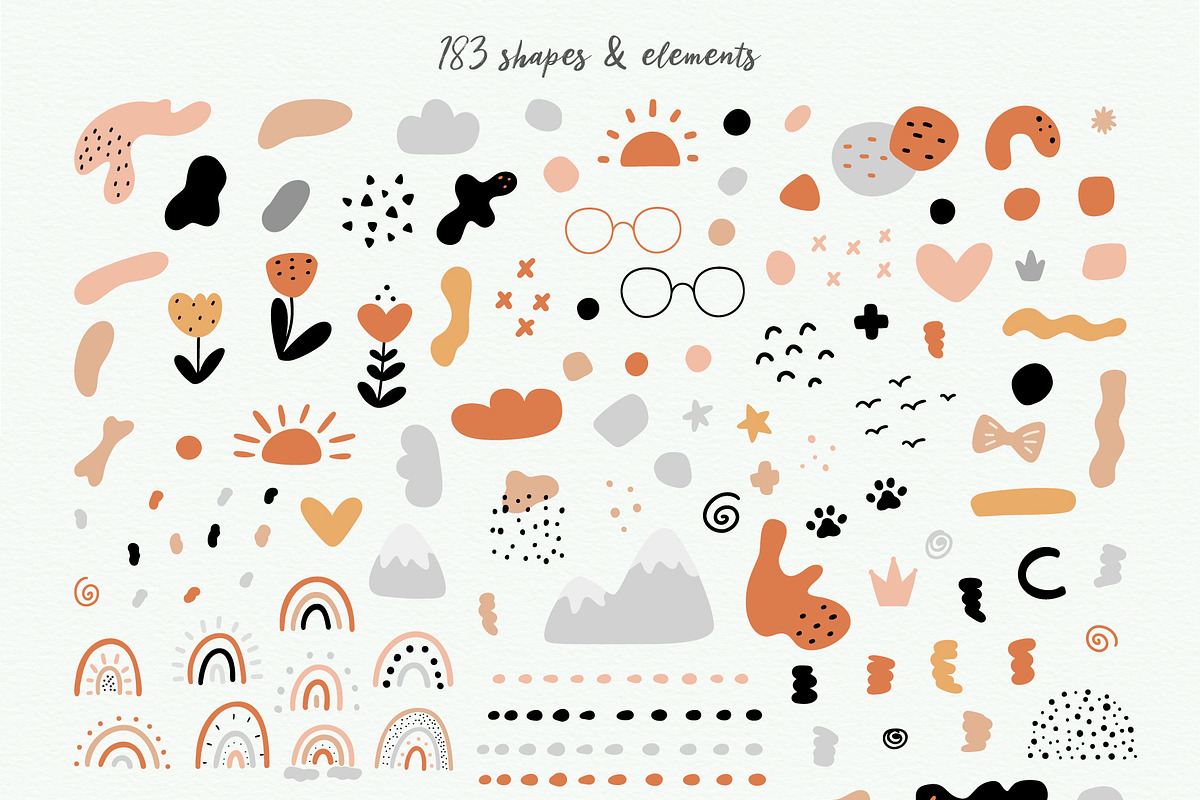 Abstract Shapes & Baby Animals Set, an Animal Illustration by Allure Art