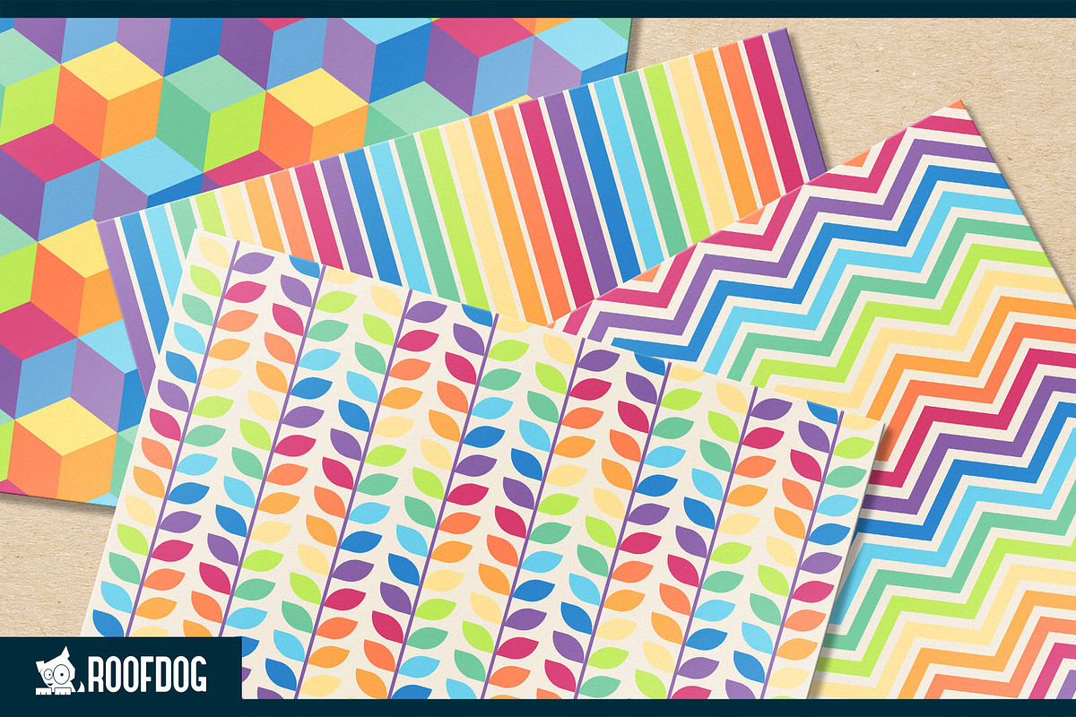 Pastel rainbow digital paper, a Pattern Graphic by Roofdog Design