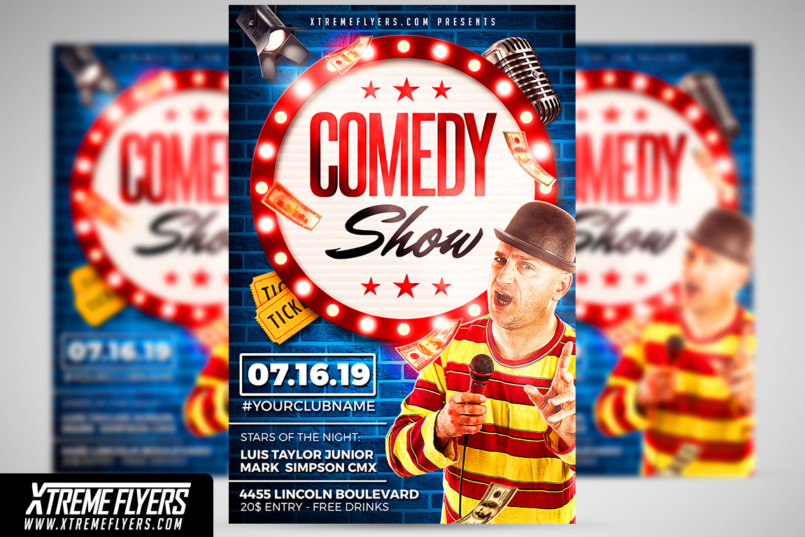 Comedy Show Flyer Template, a Flyer Template by XtremeFlyers