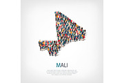 people map country Mali vector, a Person Illustration by 3D Tai