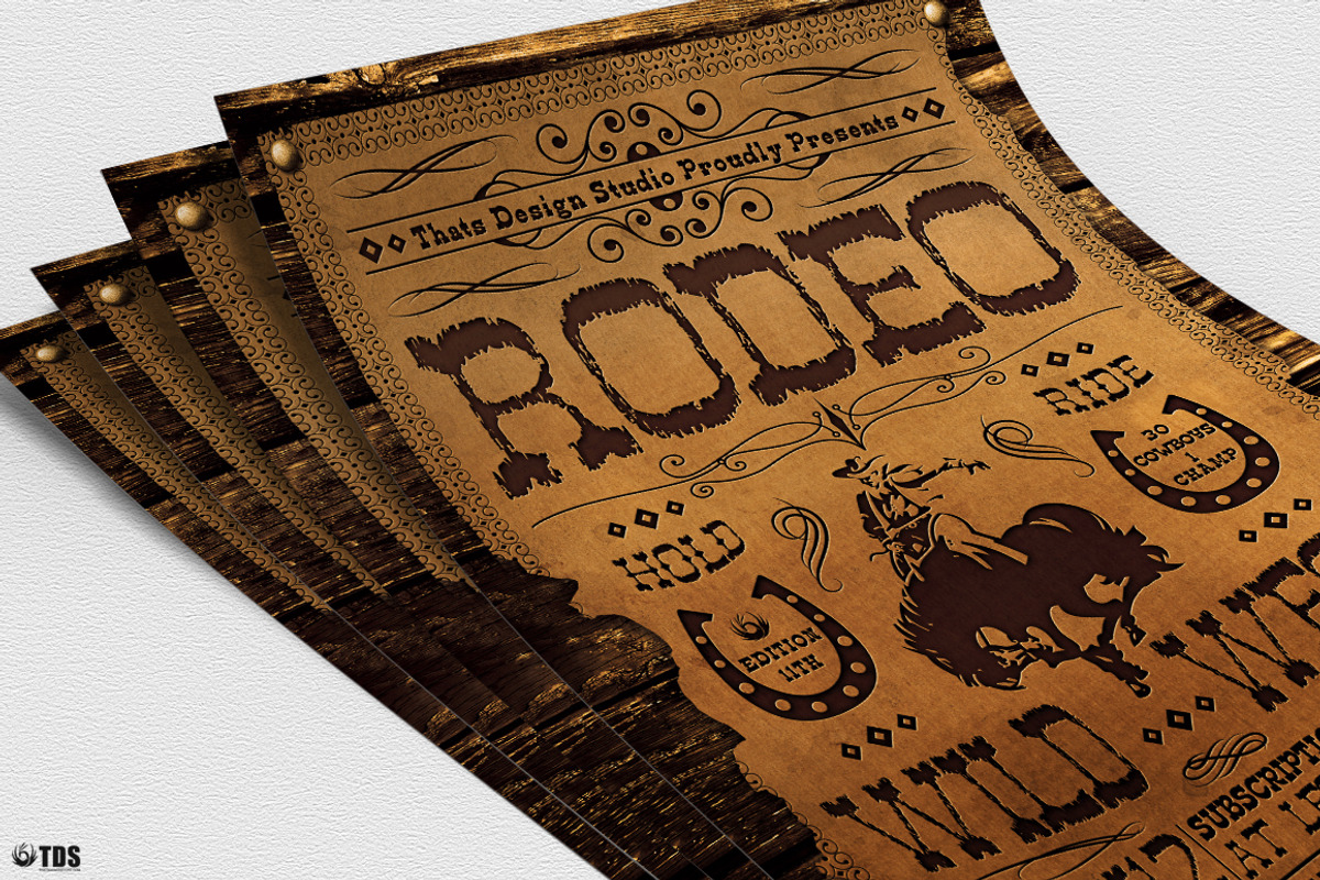 Western Rodeo Flyer Template V2, a Flyer Template by ThatsDesign Art