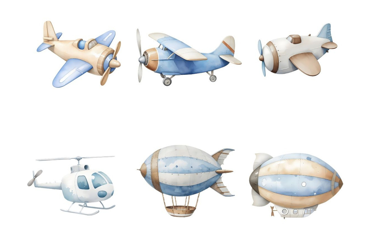 Air Transport Watercolor Clipart PNG