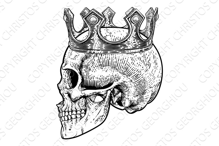Skull Crown King Human Royal, an Illustration by Christos Georghiou