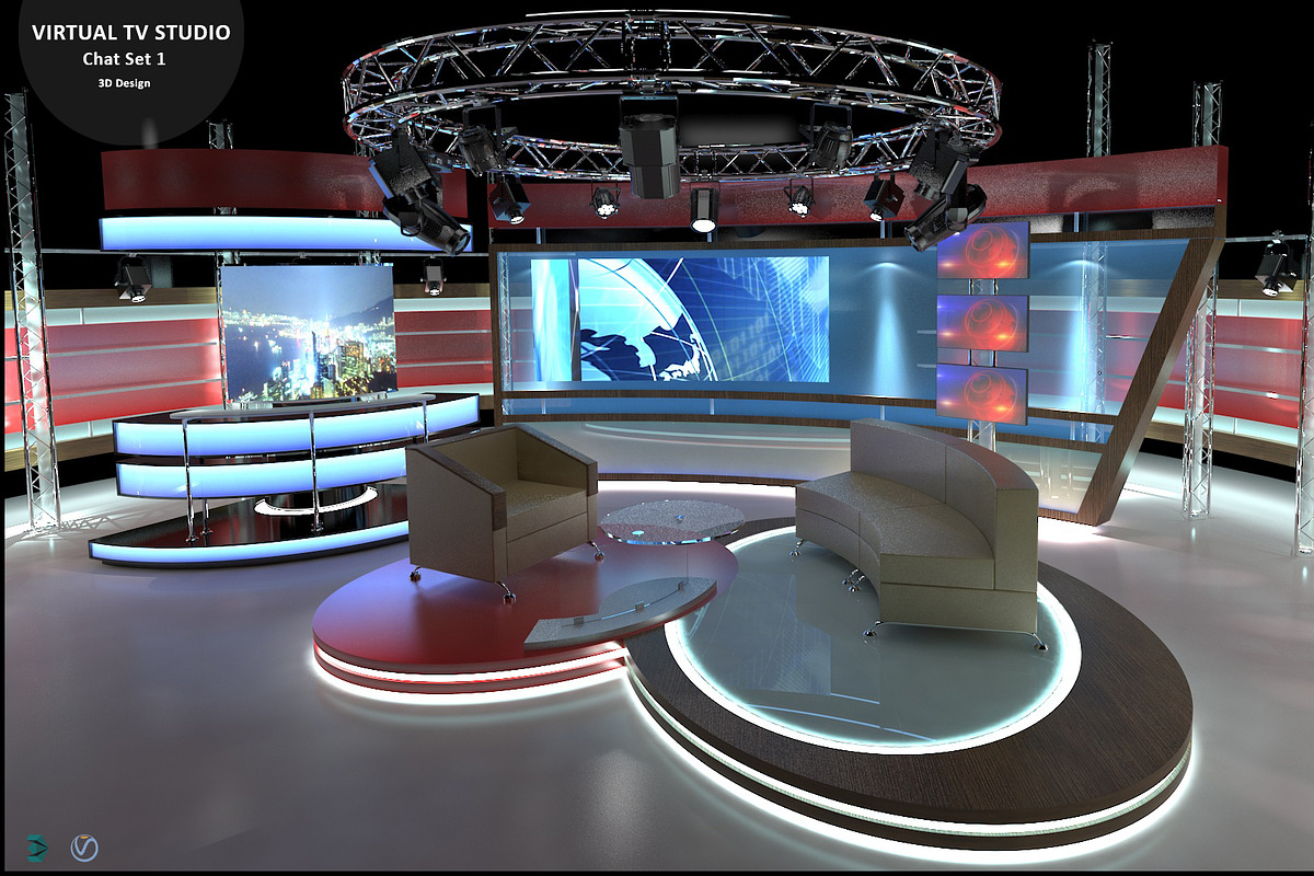 Virtual TV Studio Chat Set 1