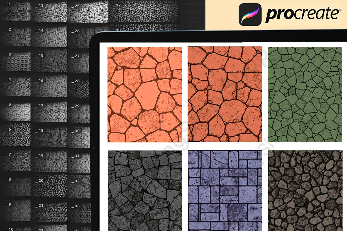 120 Procreate Stone Textures Brushes, a Brush Add-On by DrawingStoryShop