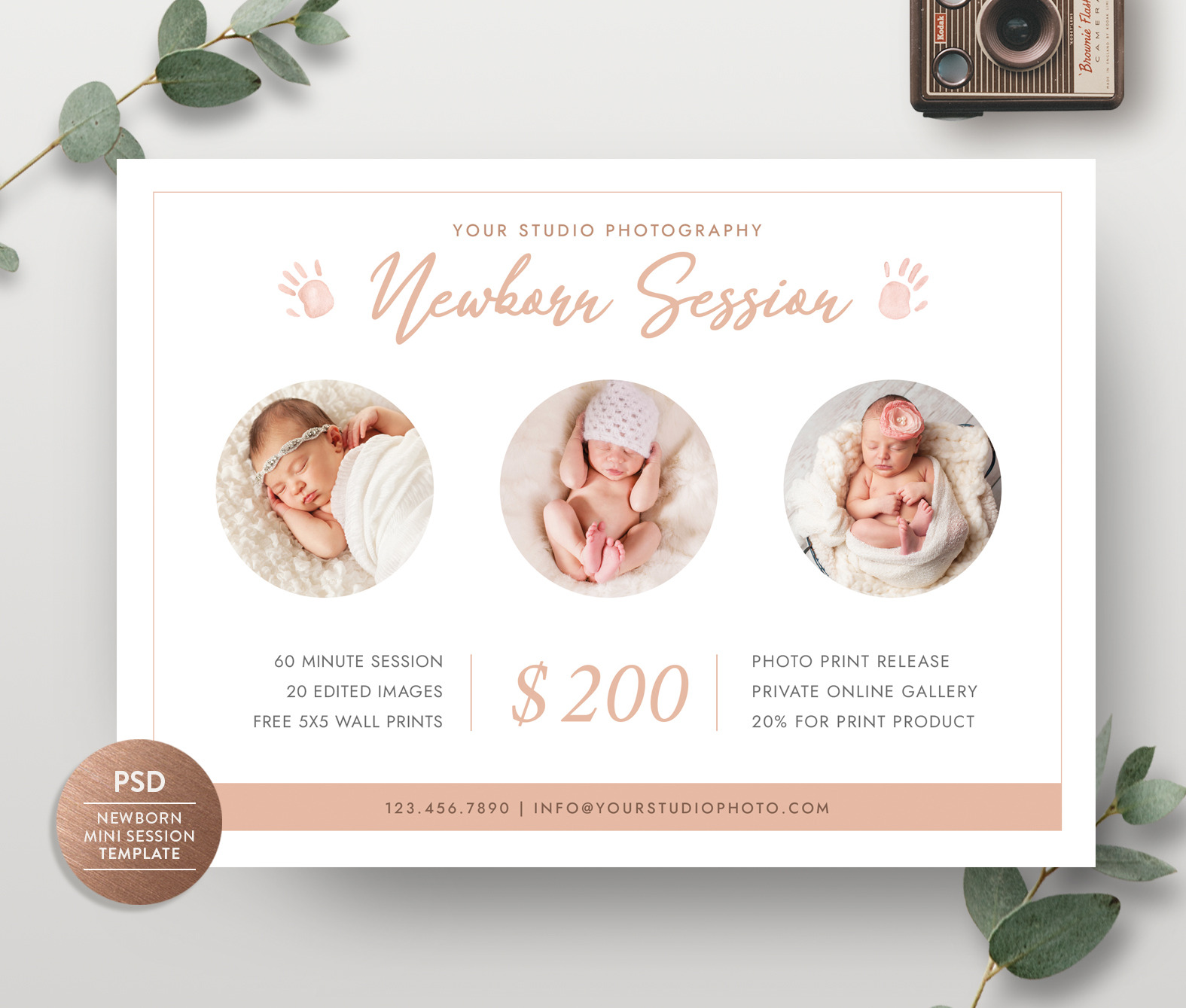 Newborn Mini Session Template MS048, a Flyer Template by Bellenity Design