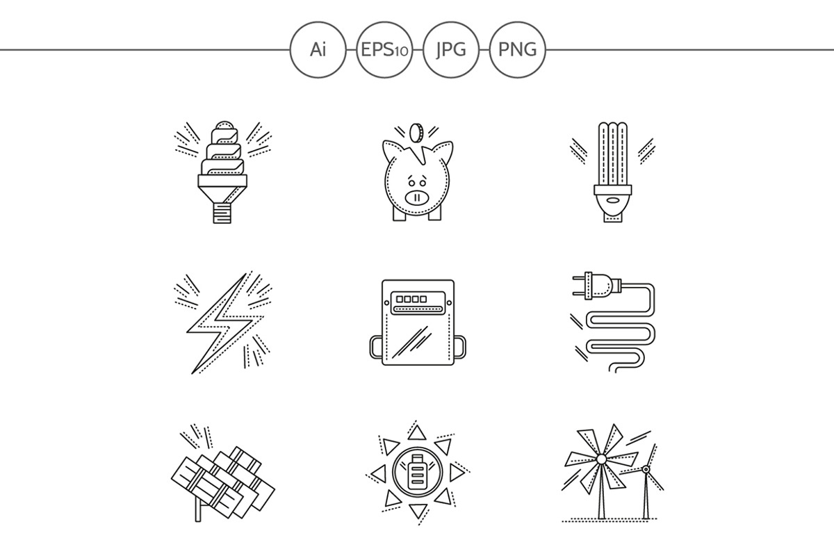 Saving energy line icons. Set 3, an Outline Icon by YershovOleksandr