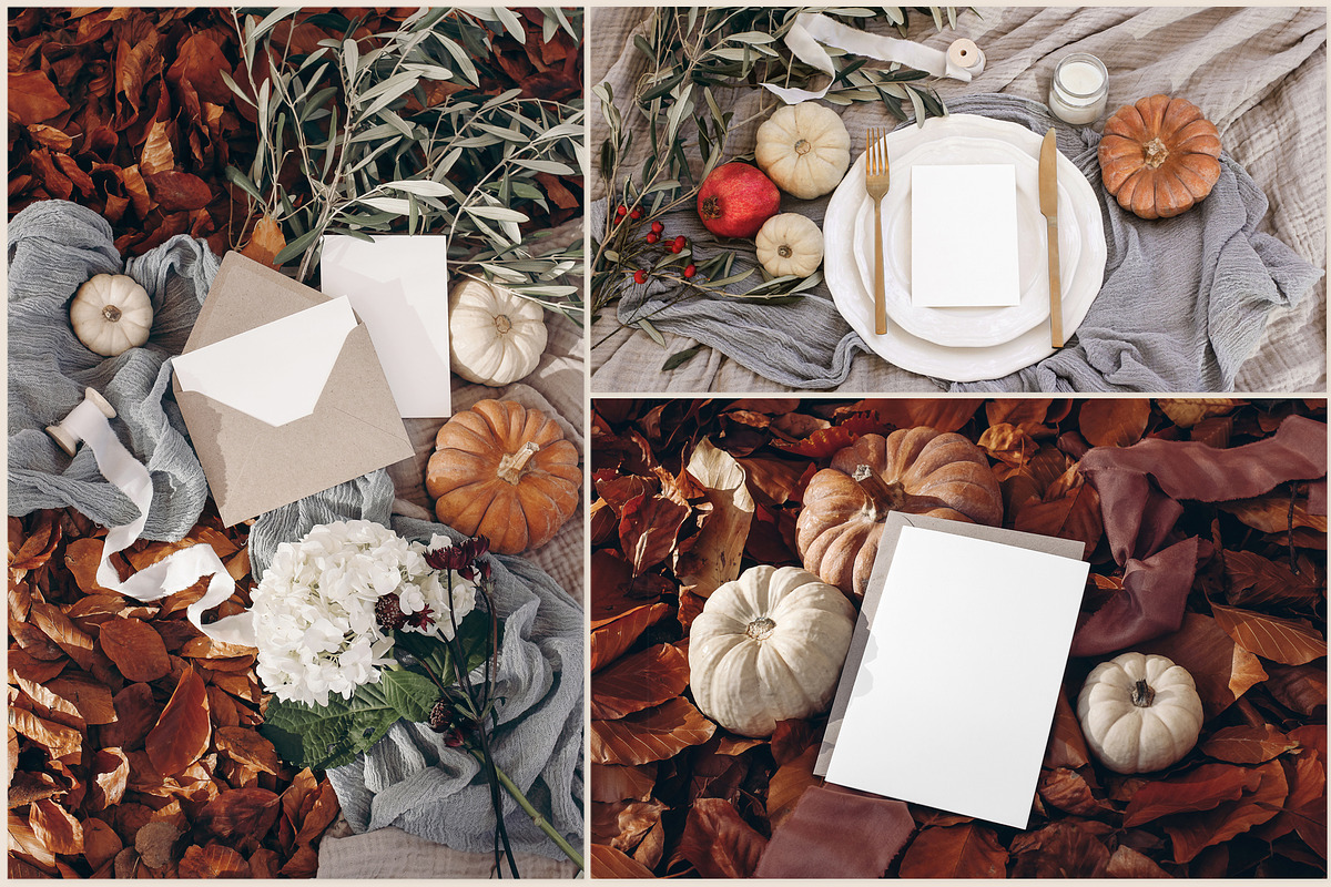 Autumn pumpkins mockups set, a Print Template by Tabita's shop