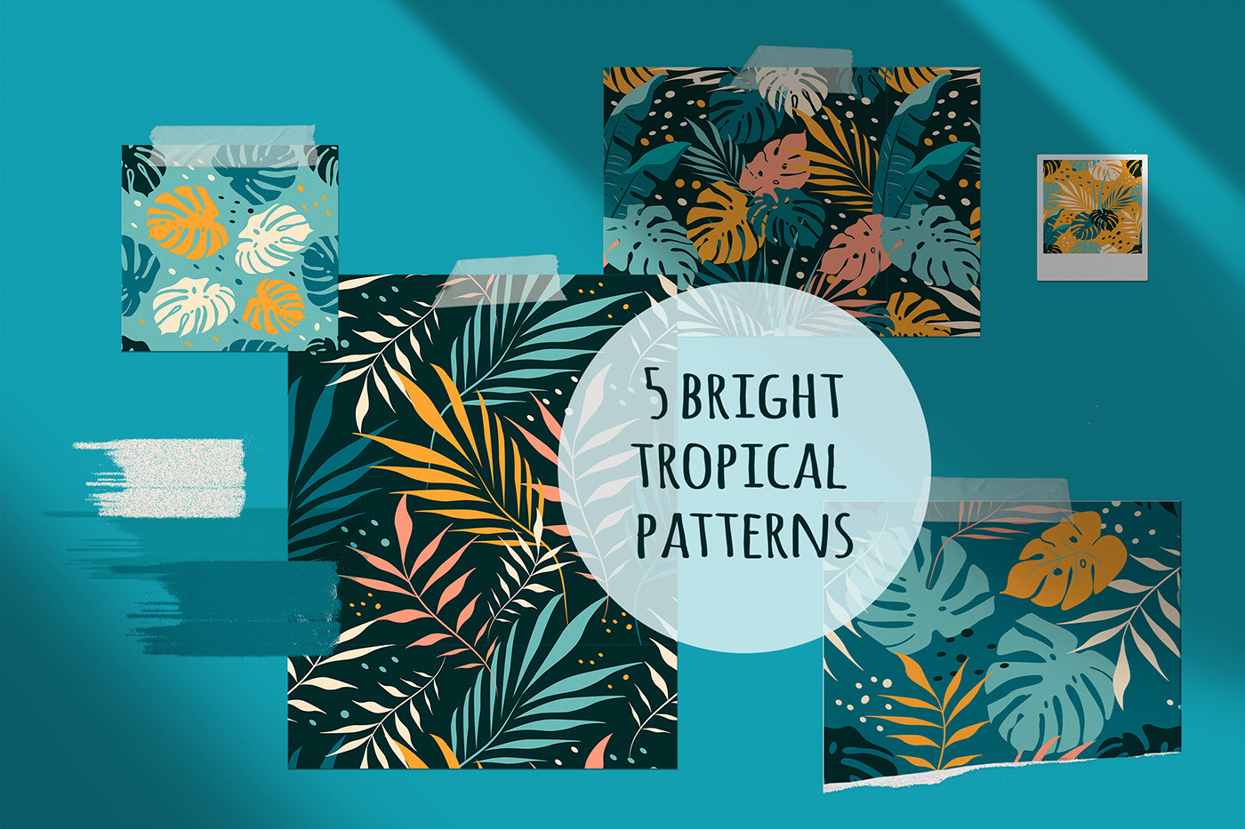 five bright tropical patterns, a Pattern Graphic by pinkstore ...