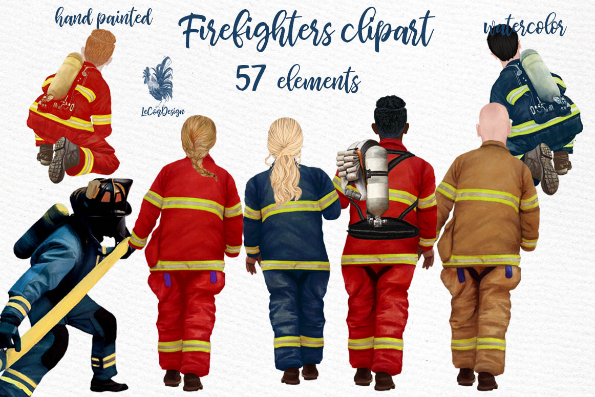 Firefighters clipart Fireman clipart, an Illustration by LeCoqDesign ...