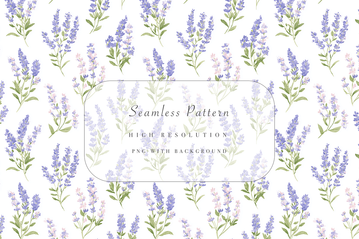 Watercolor Lavender Seamless Pattern