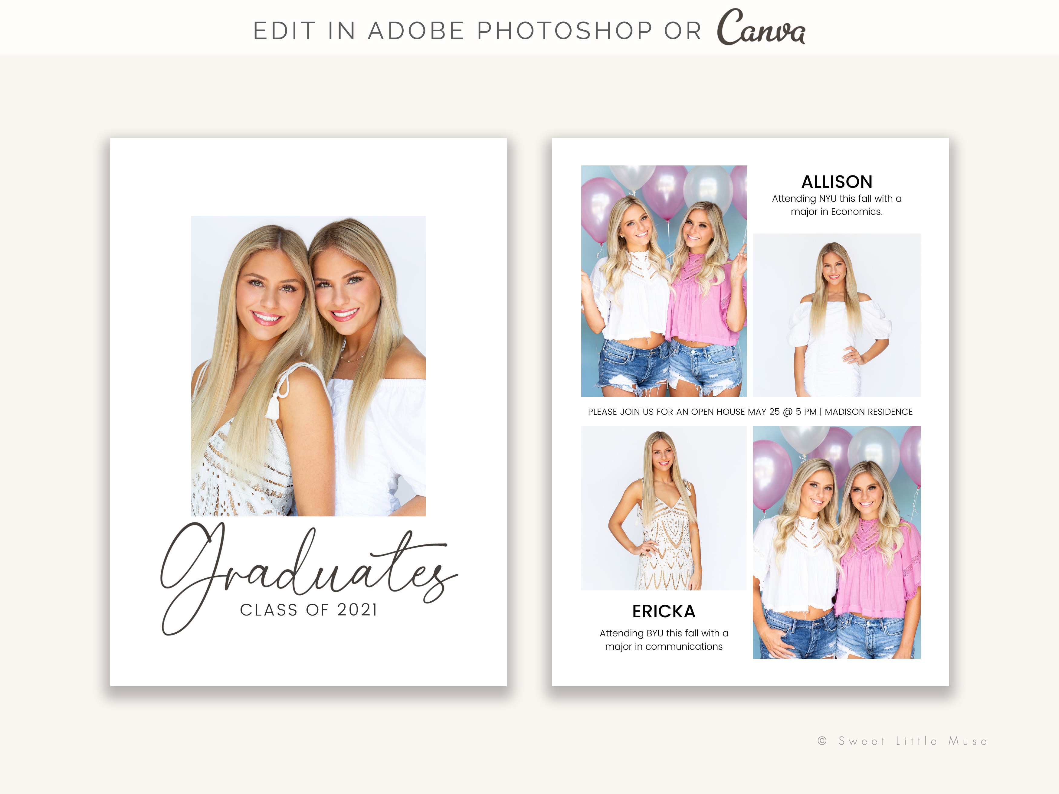 Twin Graduation Announcement Card, an Invitation Template by Sweet ...