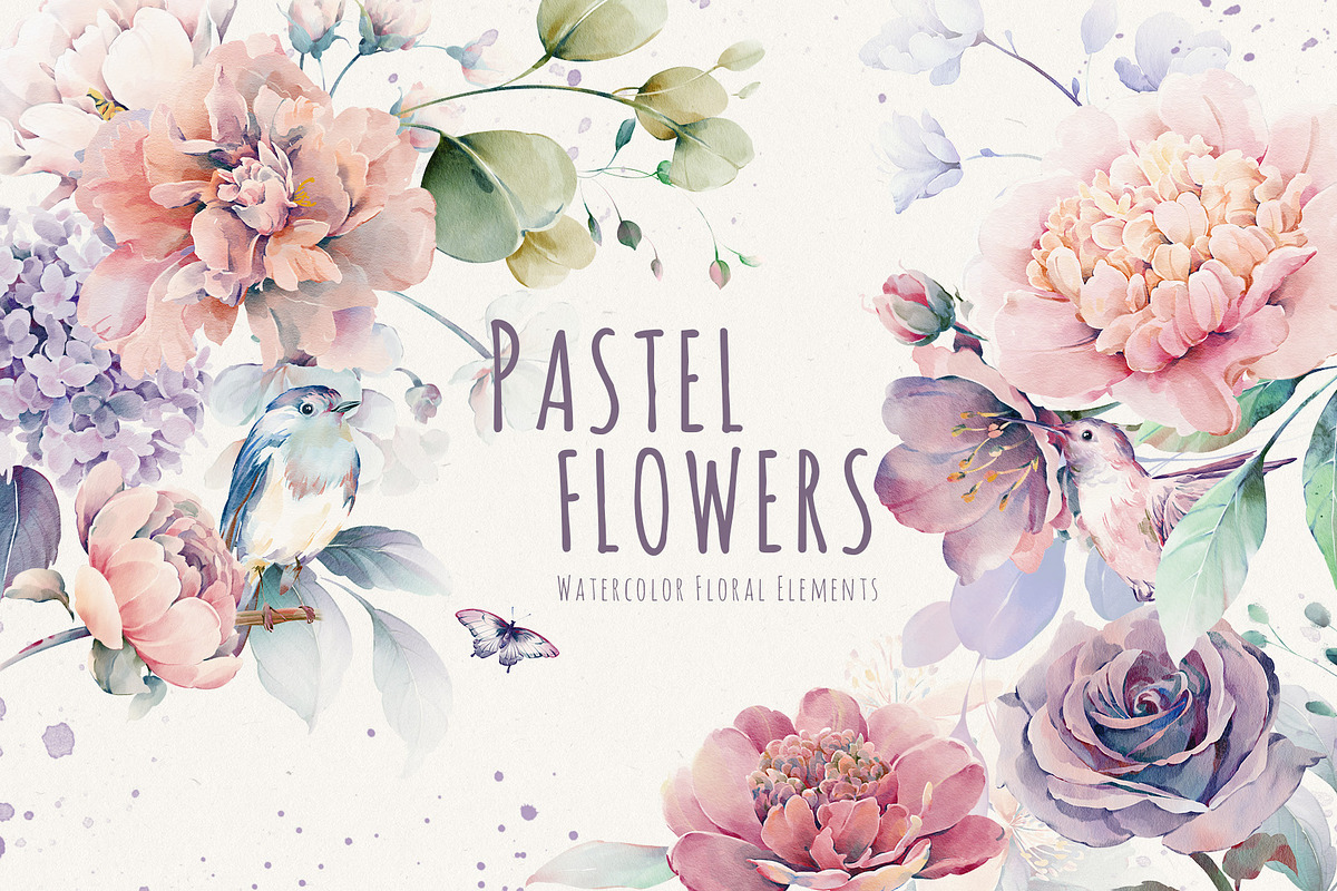 Watercolor Pastel Flowers