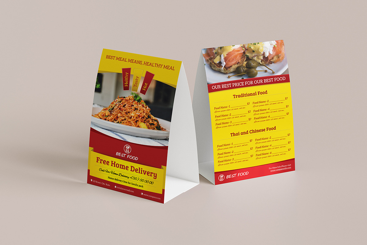 Restaurant Table Tent Template, a Flyer Template by retrographix