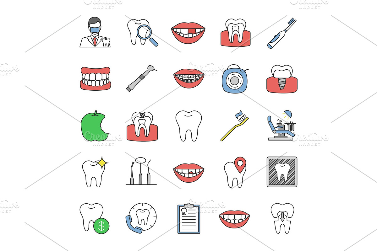 Dentistry color icons set, an Icon by IMG visuals icons