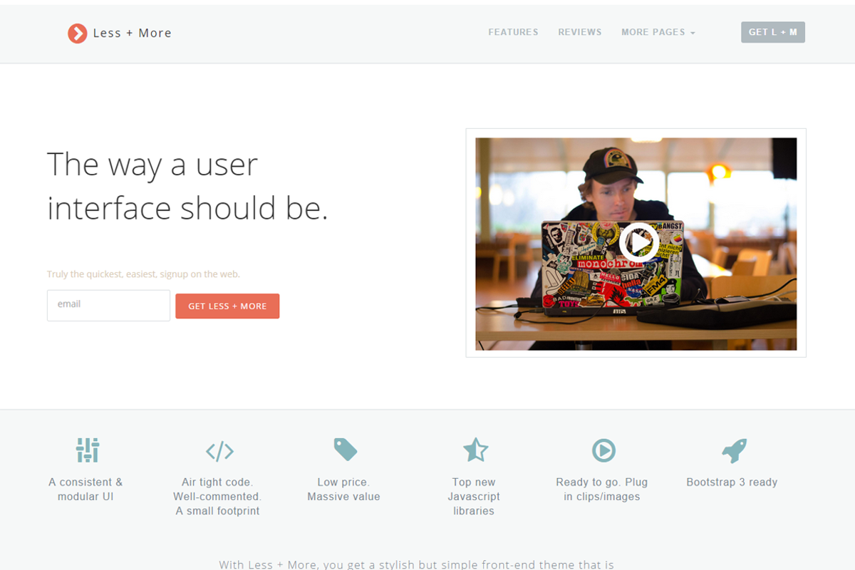Less + More - Bootstrap 3 Theme, a Bootstrap Template by Tapha Media