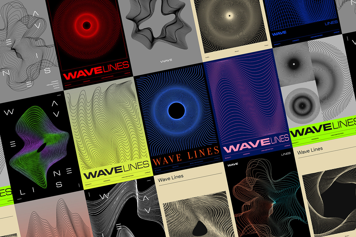 Wave Lines - 100 Vector Shapes, an Object Graphic by assetpro.design