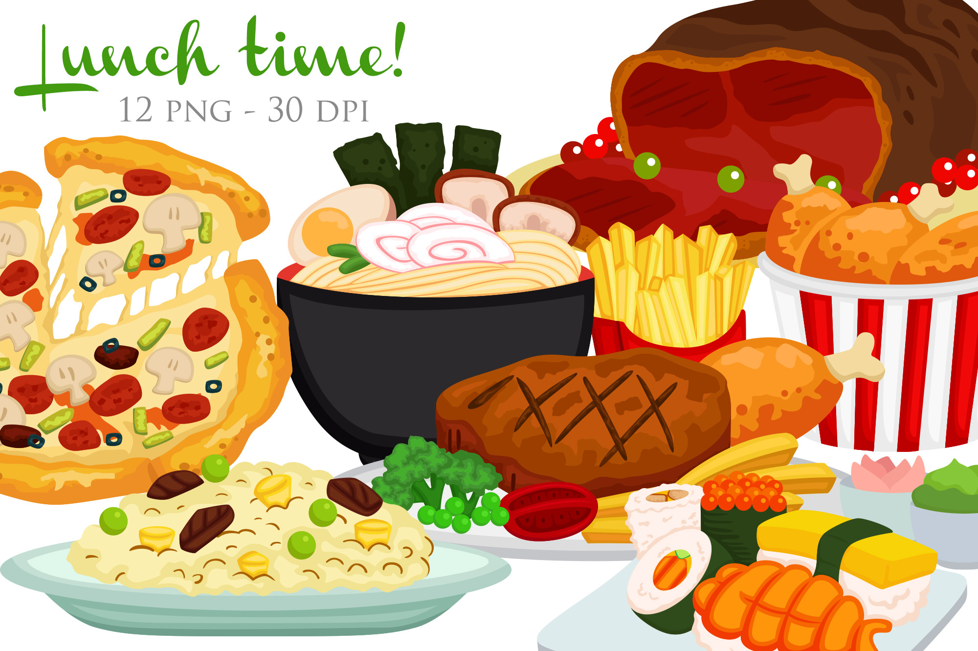 Lunch Time Food Vector Clipart, a Decorative Illustration by ...