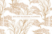 Golden Blossom Flowers, a Pattern Graphic by MalyskaStudio