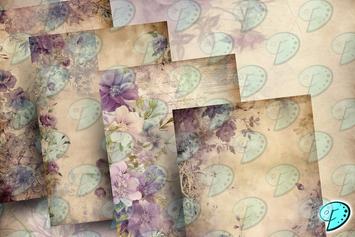 Lilac Blooms Digital Papers, a Texture Graphic by Emily Designs