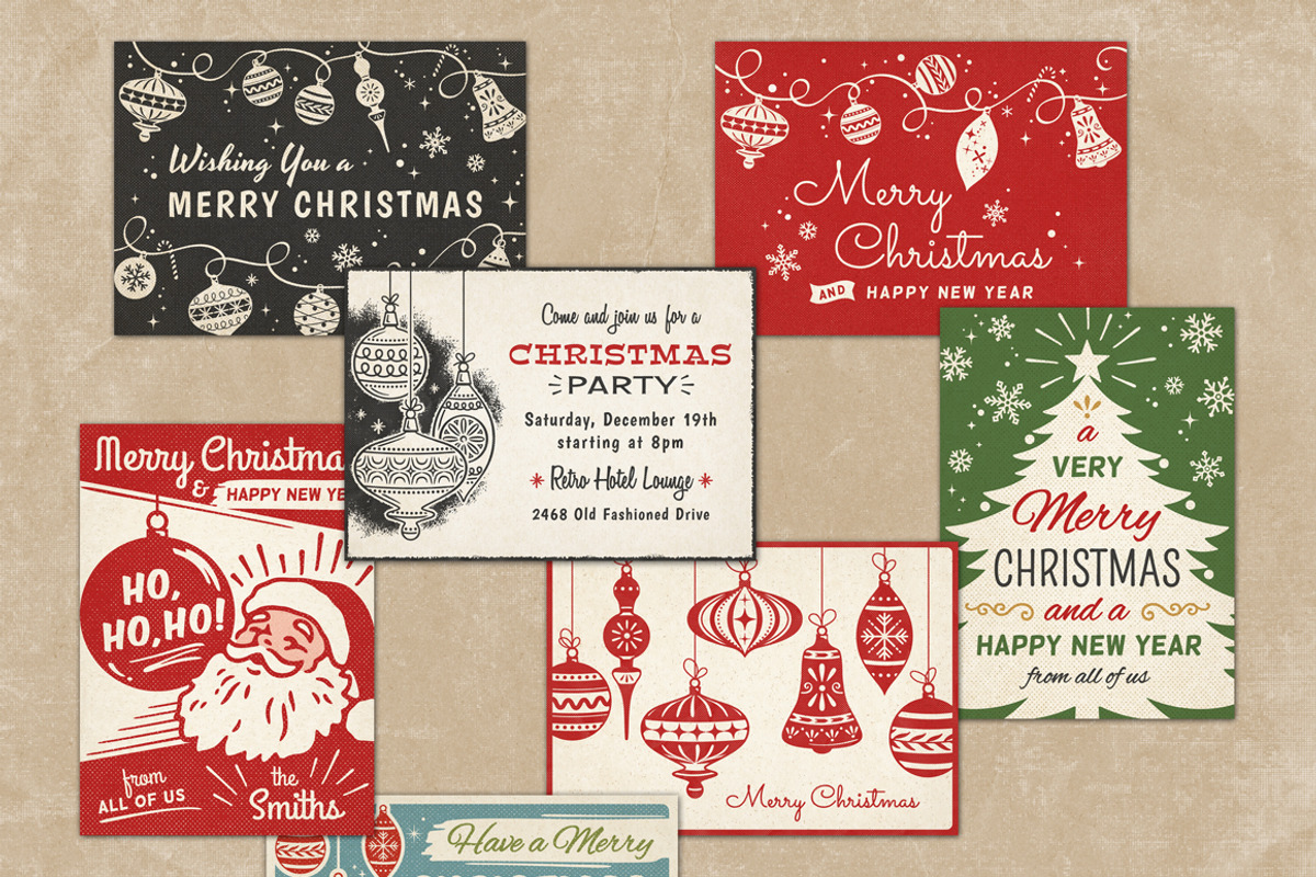 Retro Christmas Cards vol.2, a Templates & Theme by DISTRICT 62 STUDIO