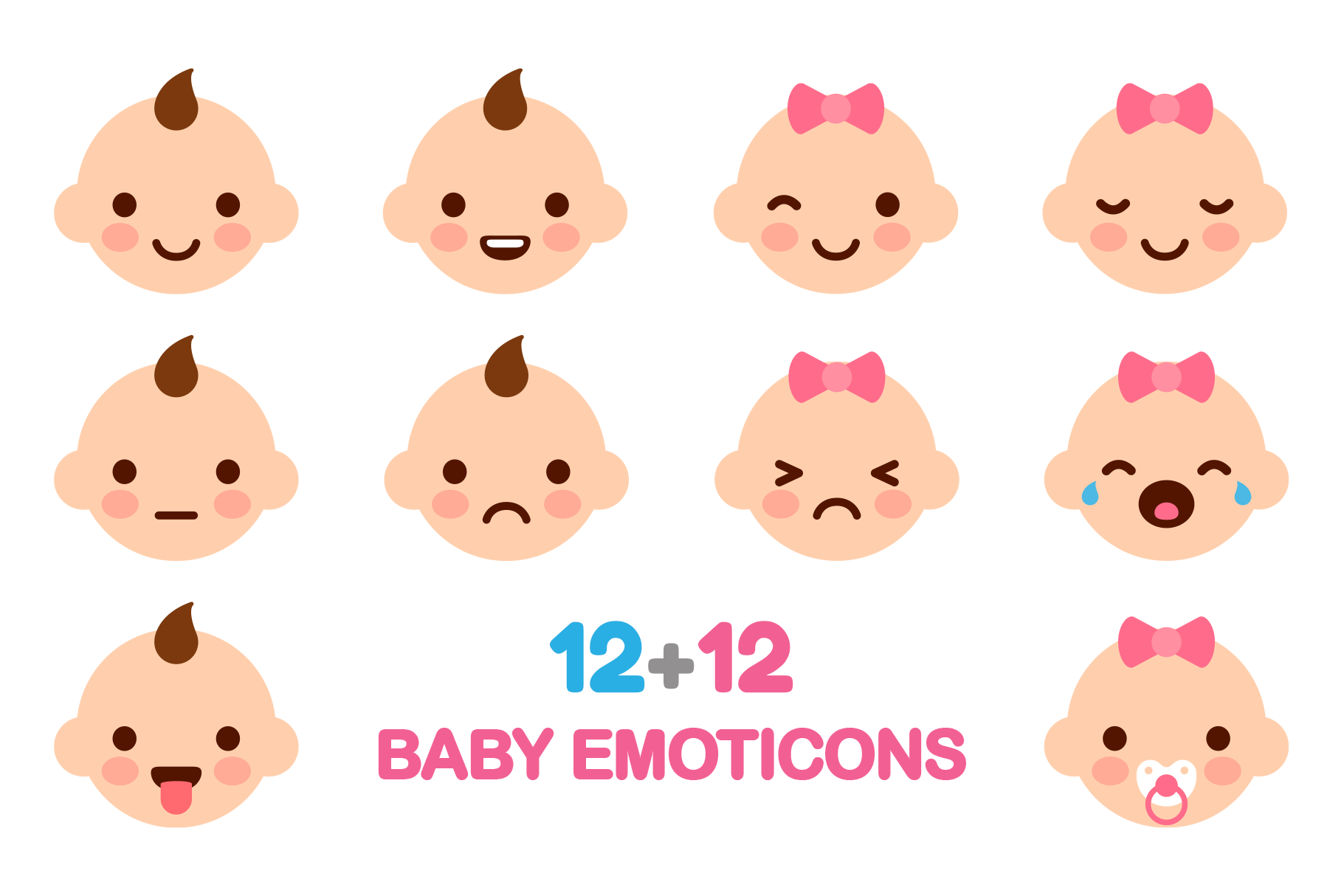 Cute baby emoticons, a Person Illustration by Irina Mir
