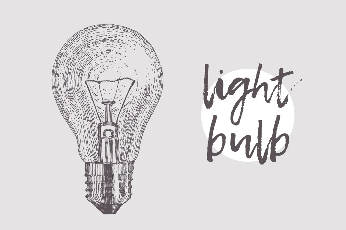 Illustration of a light bulb, a Work Illustration by TheMountBirdStudio