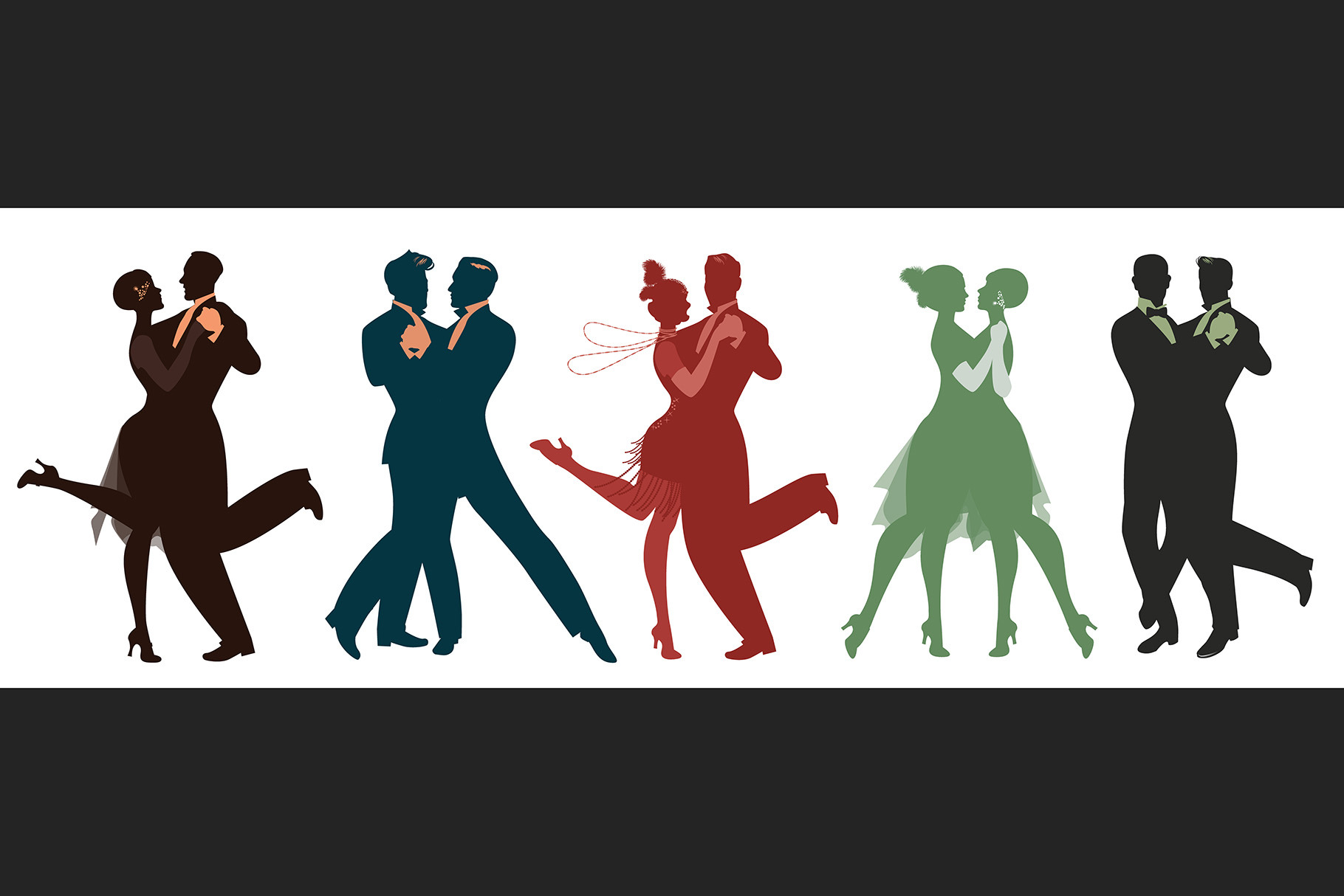 Five couples dancing, a Person Illustration by La Inspiratriz