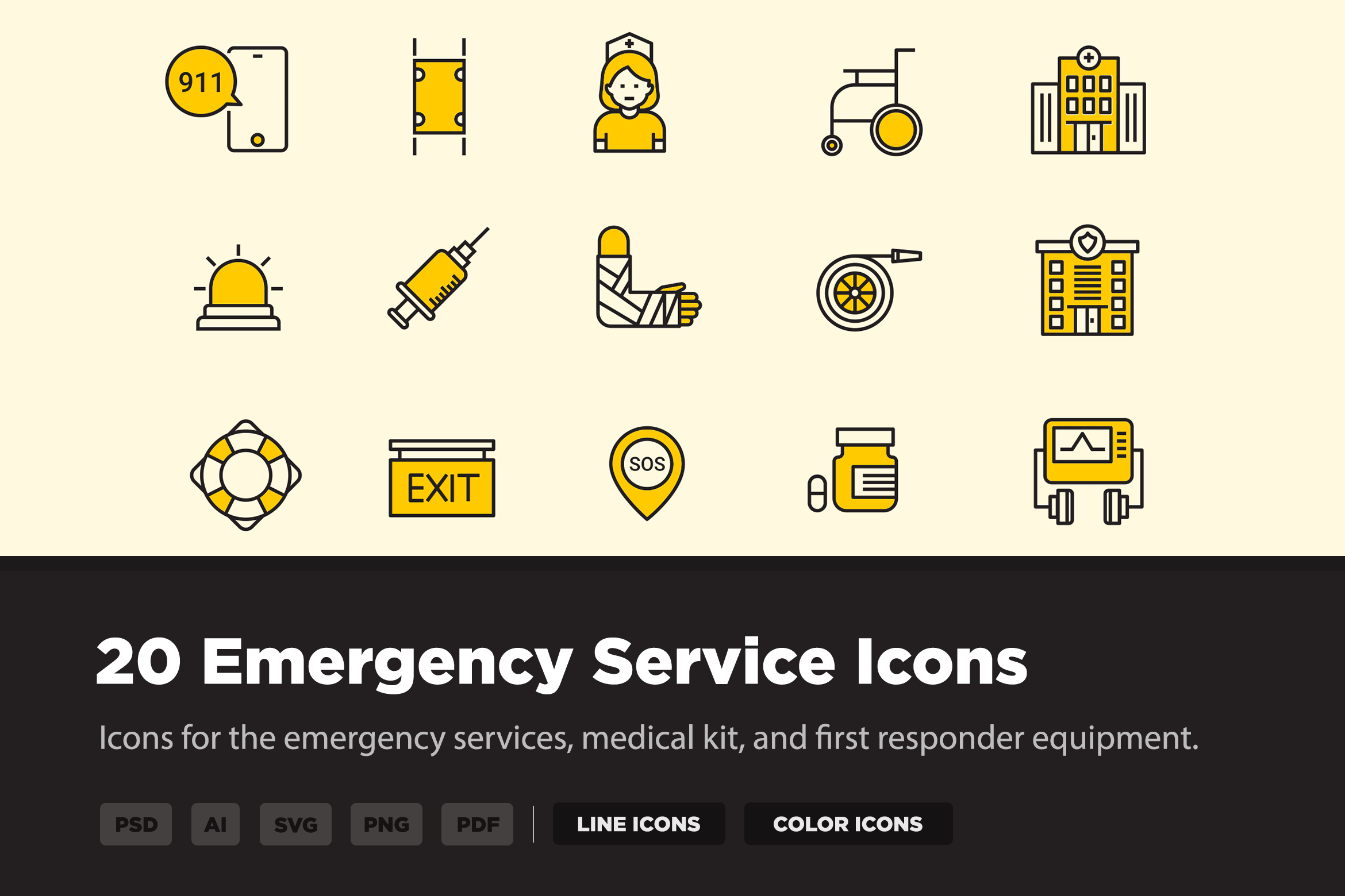 20 Emergency Service Icons, an Icon by Creative VIP | Creative Market