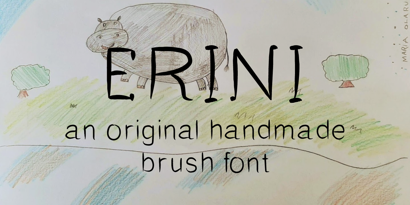 Erini, an original brush font, a Script Font by Kreativ Font