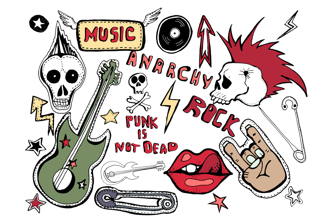 Hand drawn punk stickers., an Illustration by TatianaBannikova ...