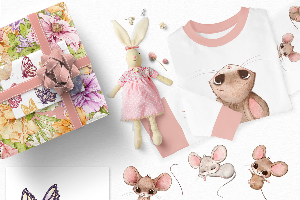 Cute Mice & Friends Clipart Set, an Animal Illustration by Pretty ...