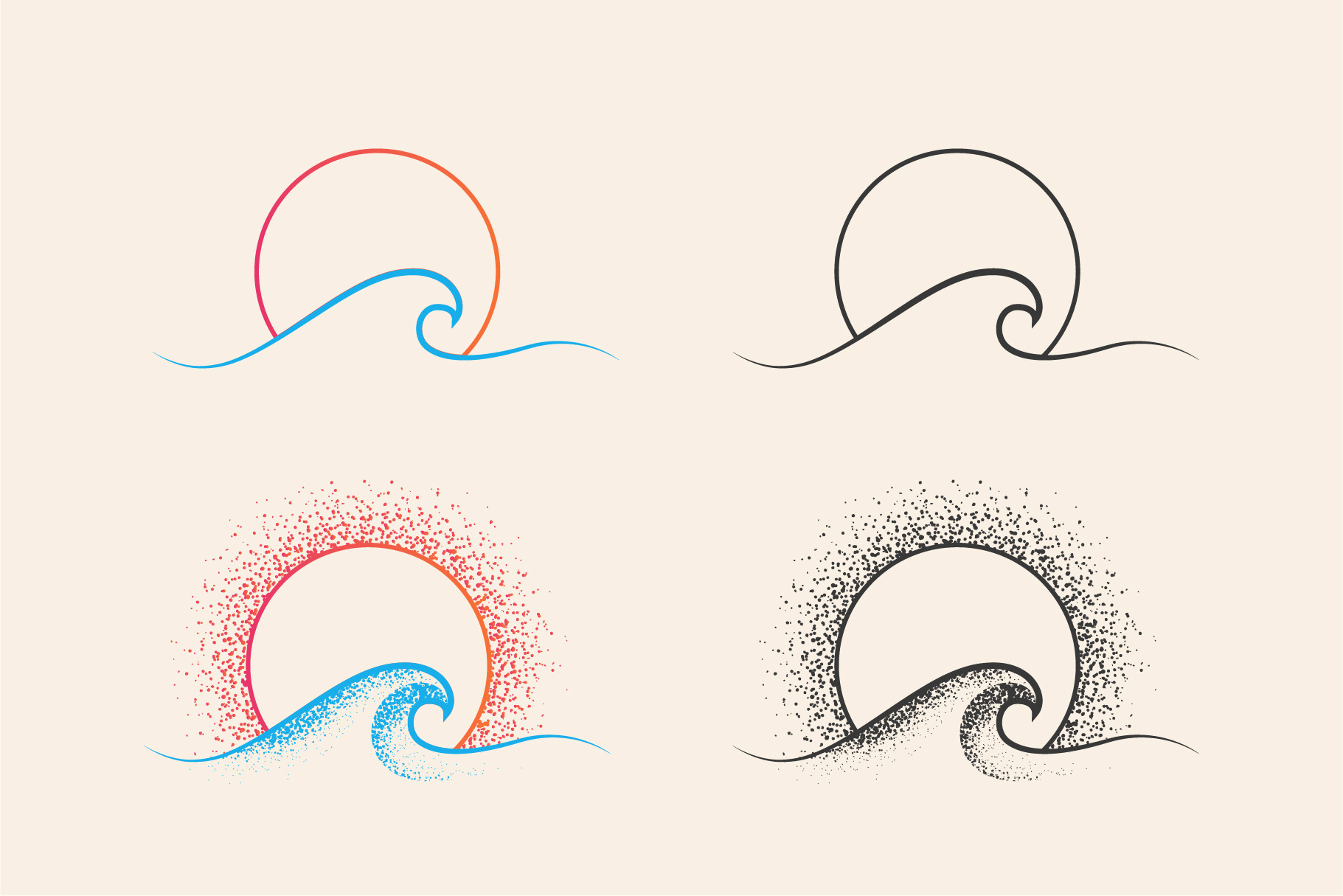 Sun and ocean wave logo, an Illustration by Crafter