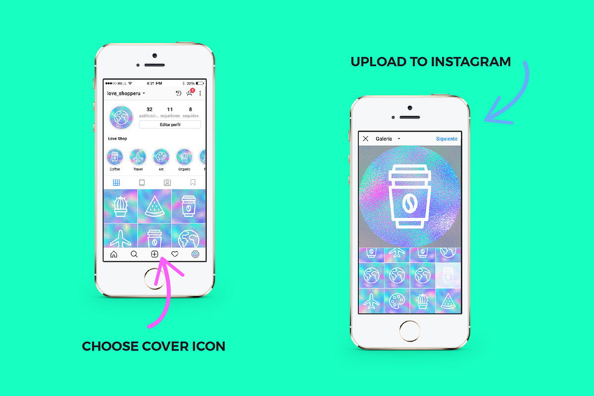 60 Holographic Instagram Covers, a Social Media Template by Abstracto ...