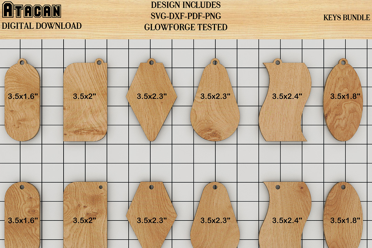 Wooden Keychain Laser cut files, an Object Graphic by AtacanDigital