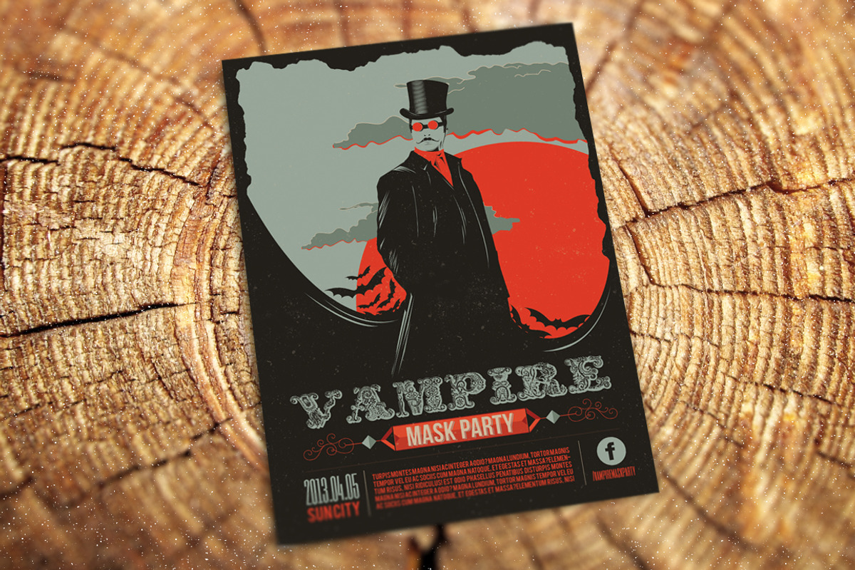 Vampire Mask Party - Vintage flyer, a Flyer Template by Innotheme