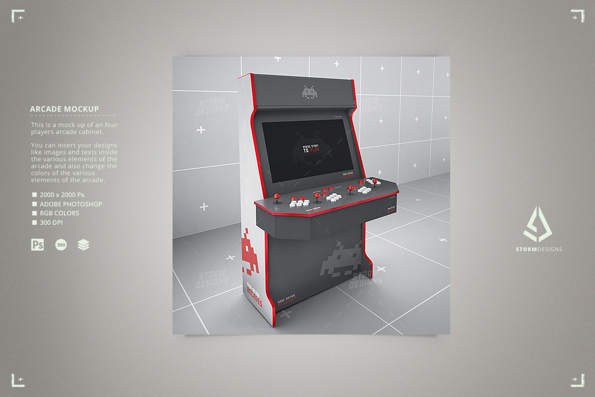 Retro Gaming Arcade Cabinet Mockup, a Merchandise Mockup by Storm ...