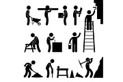 Worker Construction Site Labor Icons, a Person Illustration by Leremy ...