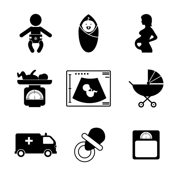 Pregnancy and birth icons, a Graphic by Microvector