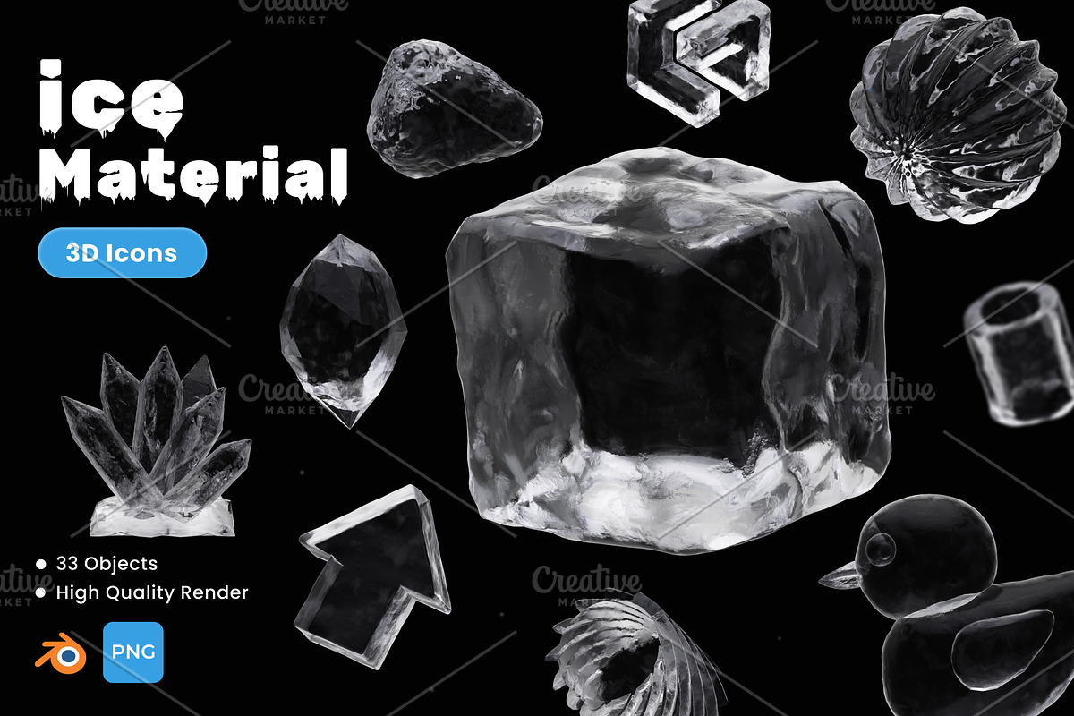 3D ice Material Icon Pack