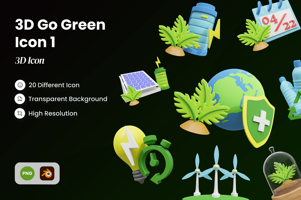 3D Go Green Icon, an Object 3D Model by SLAB! Design | Creative Market