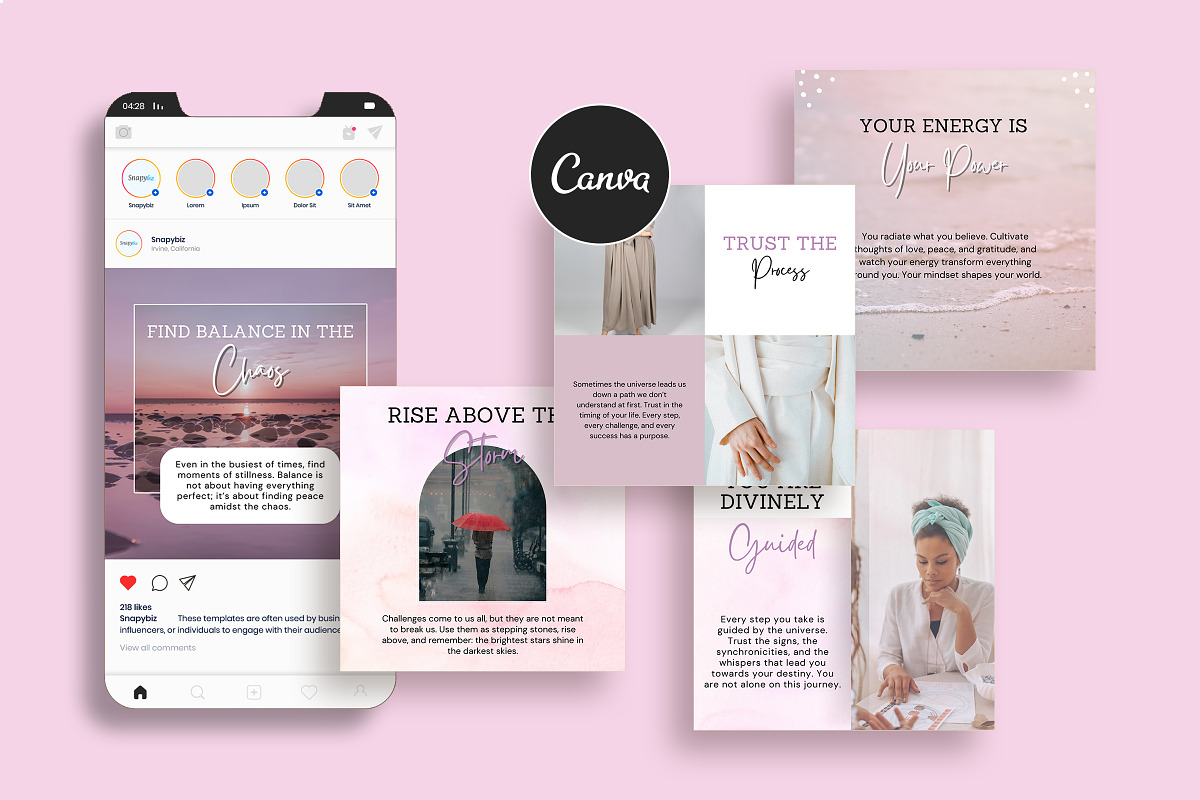 Spiritual Instagram Canva Post, a Social Media Template by Snapybiz