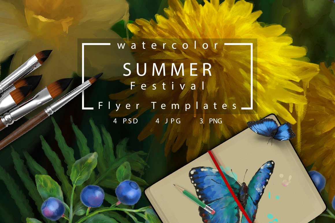 Watercolor Flyer Template, a Flyer Template by Kostina