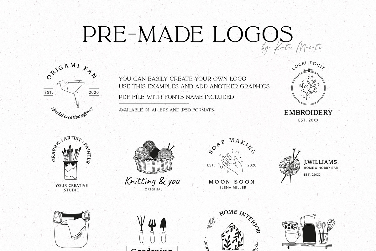Home & Hobby | Line Logo kit, a Branding & Logo Template by Kate Macate