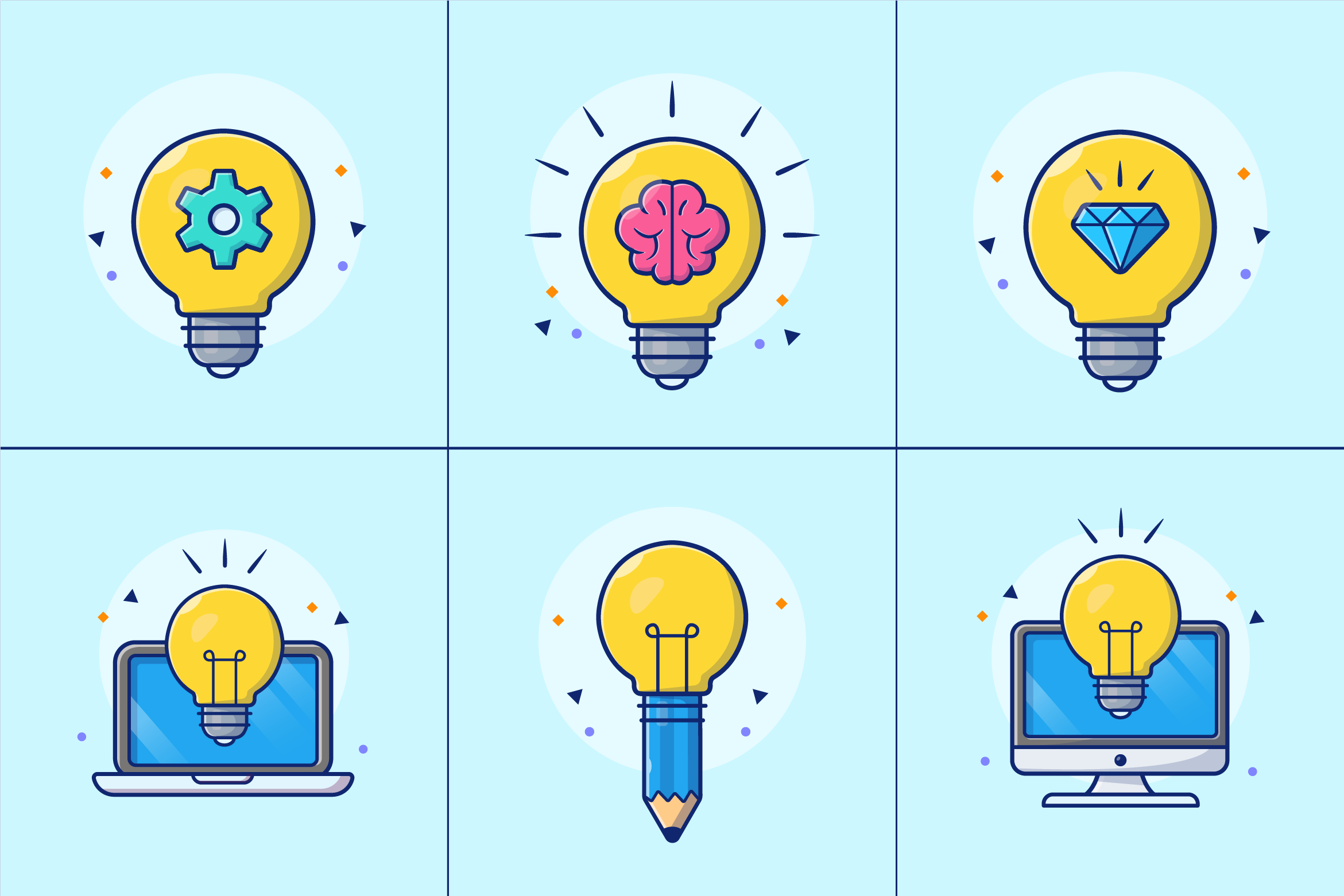 6 LIGHT BULB ILLUSTRATIONS, an Education Illustration by Catalyst Labs