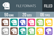 50 File Formats Filled Round Icons | Outline Icons ~ Creative Market